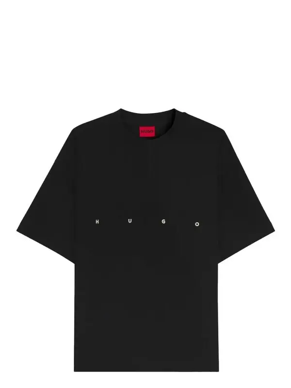 Hugo Logo-embroidered Oversized T-shirt - Black
