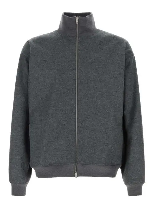 JIL SANDER Ribbed High-neck Zip-up Jacket - Grey