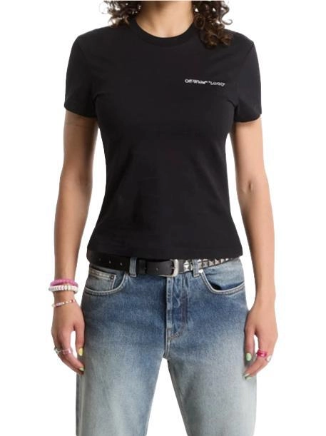 Off-White Logo" Crew Neck Short Sleeve T-shirt - Black