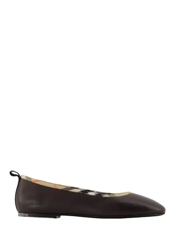 Burberry Check Trim Ballerina Flats - Black