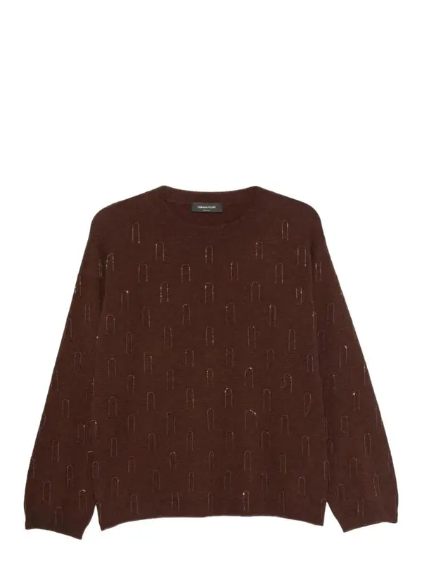 Fabiana Filippi Embellished Long-sleeve Sweater - Dark Brown