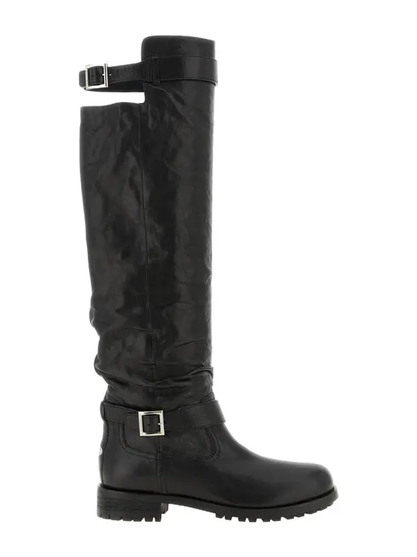 JIMMY CHOO Buckled Knee-high Riding Boots - Black