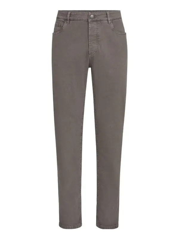 Brunello Cucinelli Logo Patch Straight-leg Trousers - Gray
