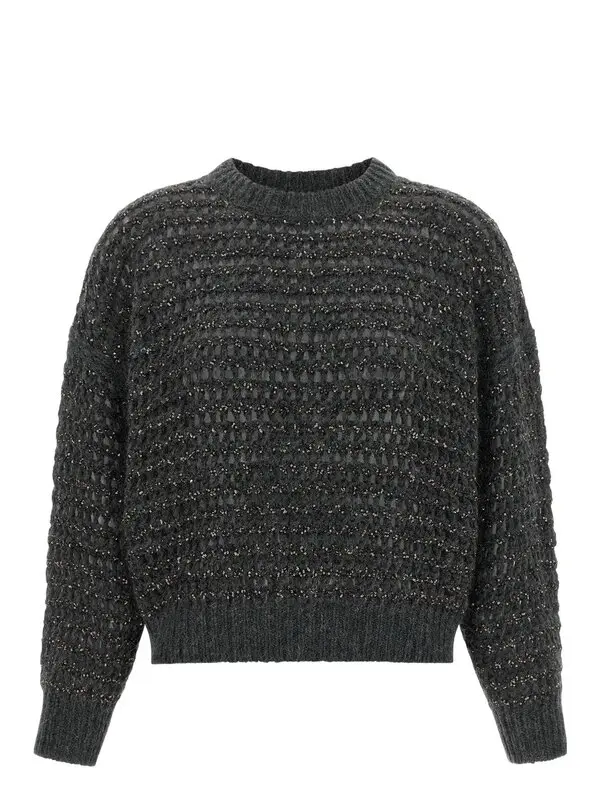 Brunello Cucinelli Crew Neck Sequined Sweater - Black