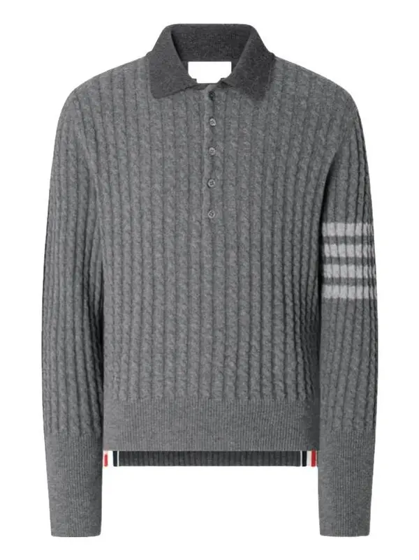 Thom Browne 4-bar Polo Shirt - Gray
