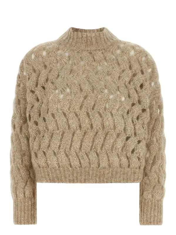 Brunello Cucinelli Dazzling Waves Openwork Knit Sweater - No