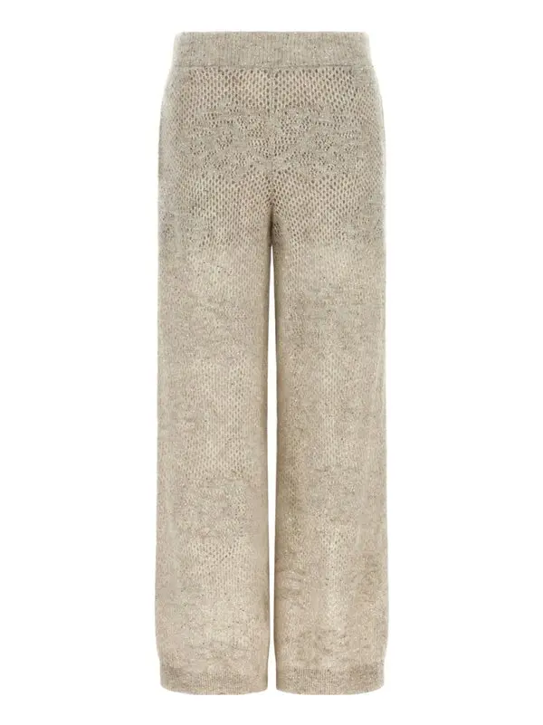 Brunello Cucinelli Lace-flowers Knit Track Trousers In Sparkling Mohair And Virgin Wool - No