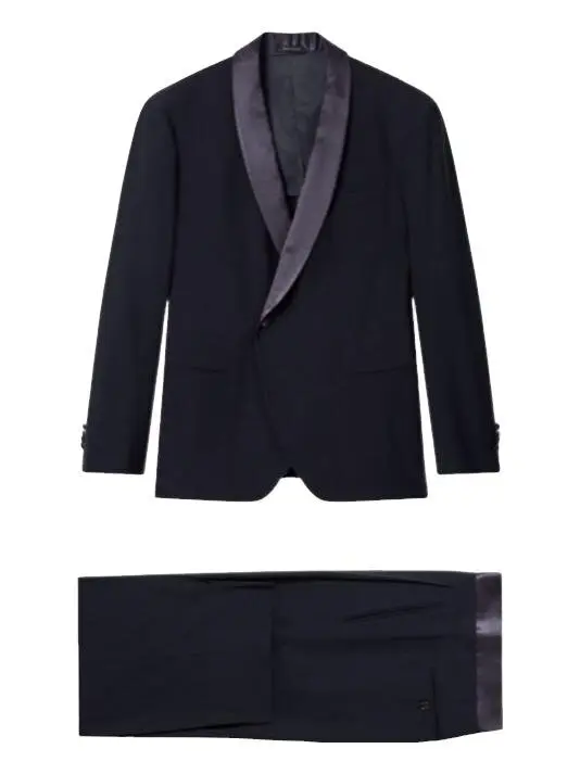 Giorgio Armani Satin Shawl Lapel Suit - Navy Blue