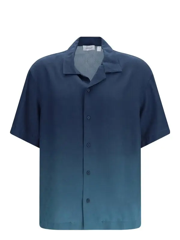 Off-White Arrow Monogram Gradient-effect Jacquard Bowling Shirt - Blue