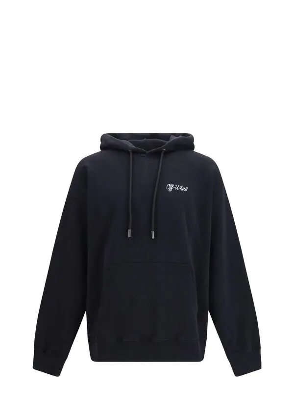 Off-White Drawstring Hooded Sweatshirt - Black