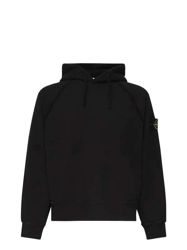 Stone Island Long Sleeve Hooded Sweatshirt - Black