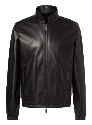 Giorgio Armani High-neck Leather Jacket - Black