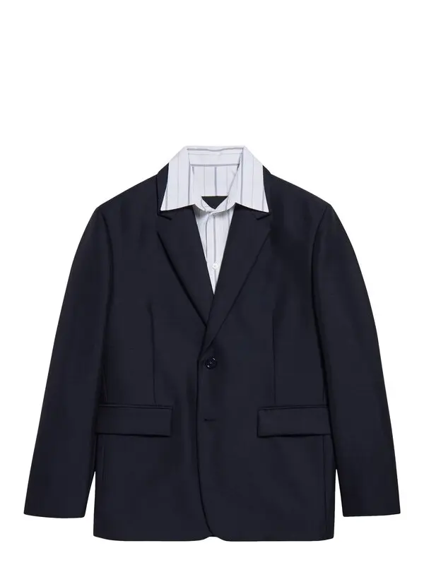 Balenciaga Wool Hybrid Shirt Blazer - Blue