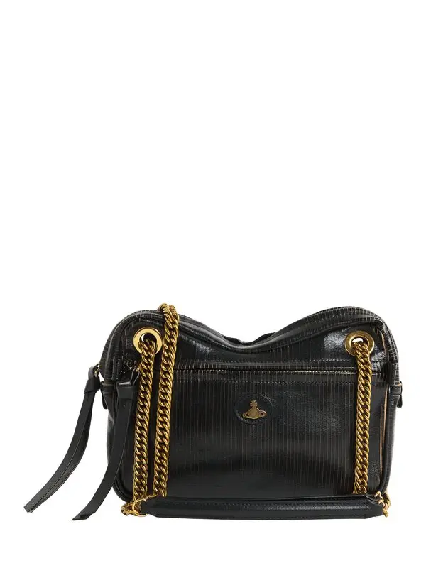 VIVIENNE WESTWOOD Medium Leather Shoulder Bag - Black