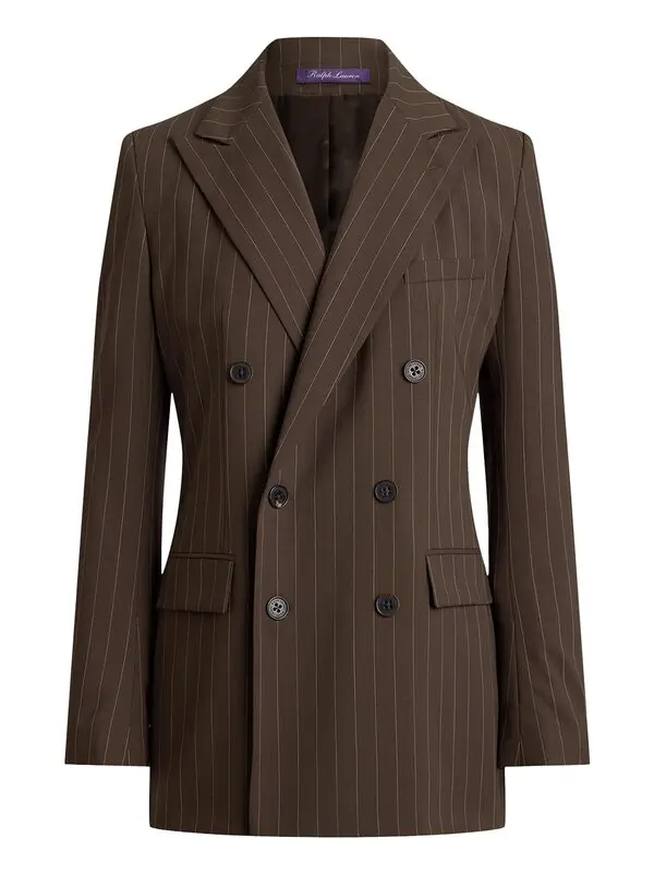 Ralph Lauren Ramona Pinstripe Wool Blazer - Nude