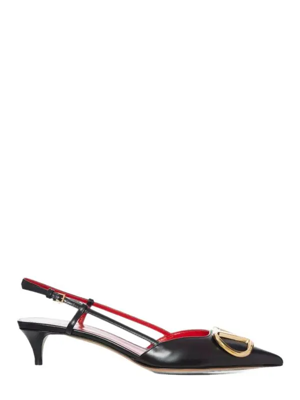 Valentino Garavani Vlogo Leather Slingback Pumps - Black