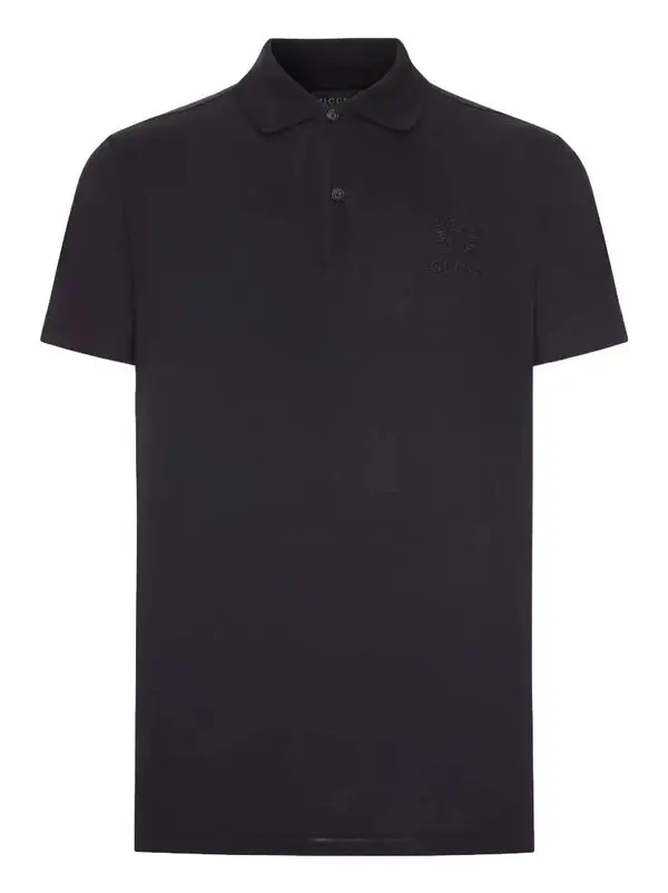 Gucci Interlocking Gg Embroidered Polo Shirt - Black