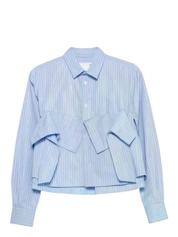 Sacai Striped Ruffled Shirt - Blue