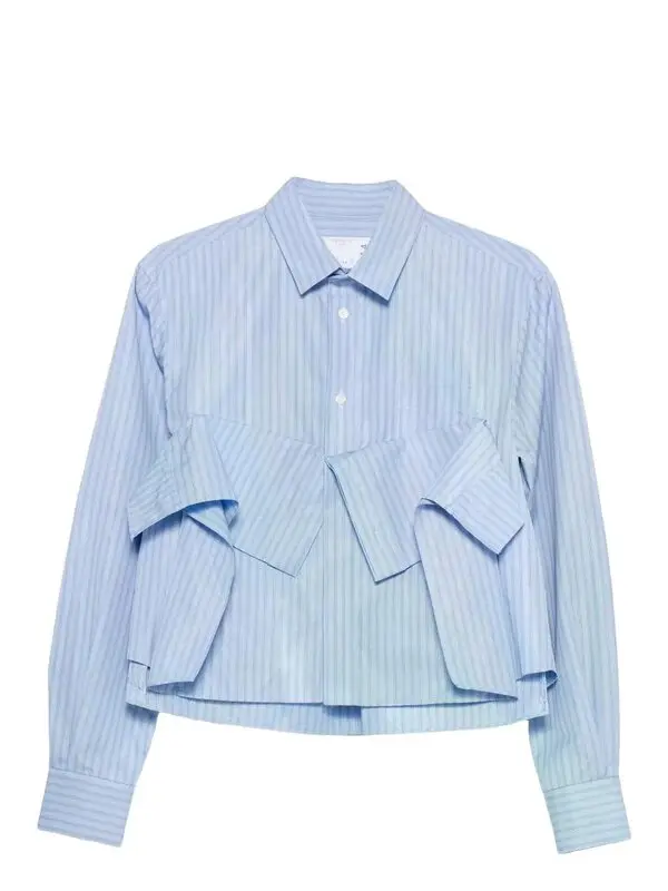 Sacai Striped Ruffled Shirt - Blue