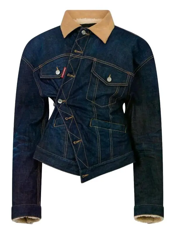 Dsquared2 Dark Urban Wrap Oversized Denim Jacket - Blue