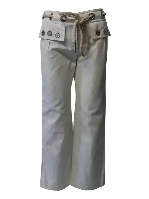 LOUIS VUITTON White Cotton Belted Flare Jeans - Neutrals