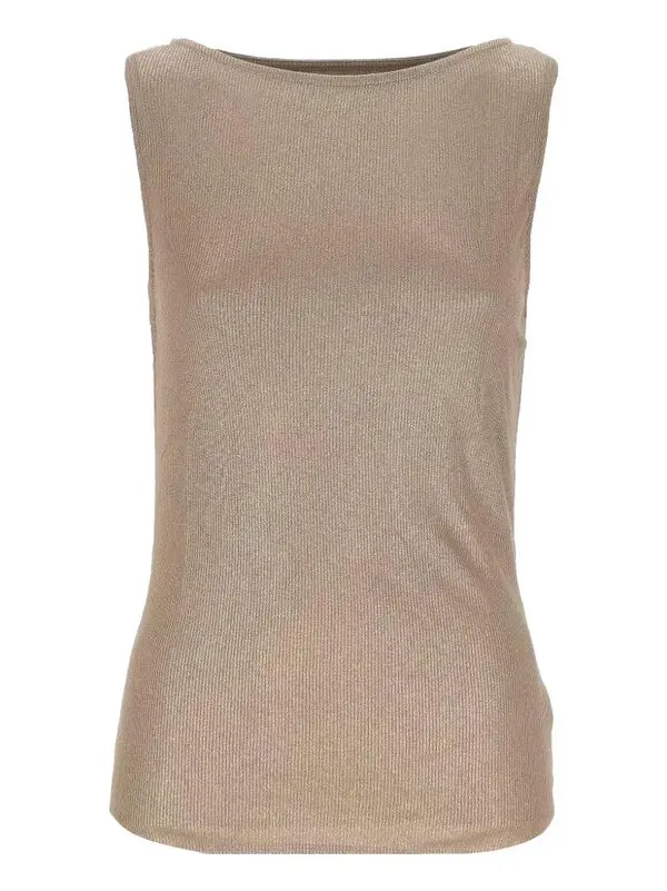 Majestic Filatures Ribbed Knit Sleeveless Boat-neck Top - Neutrals