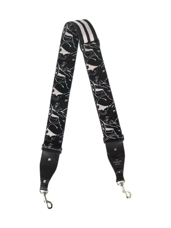 Valentino Garavani Rockstud Abstract Pattern Bag Strap - Black