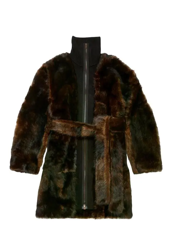 Acne Studios Belted Faux Fur Coat - Brown