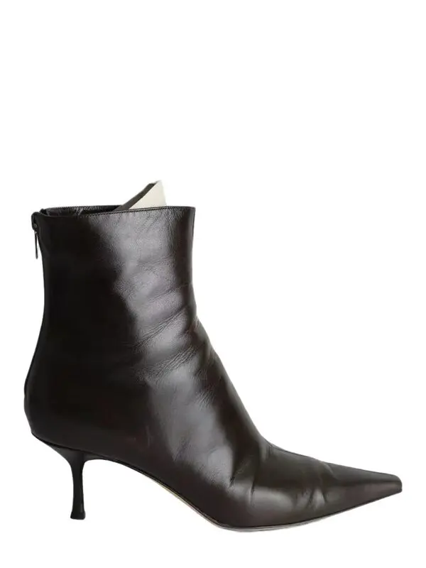 JIMMY CHOO Leather Pointed-toe Stiletto Ankle Boots - Black