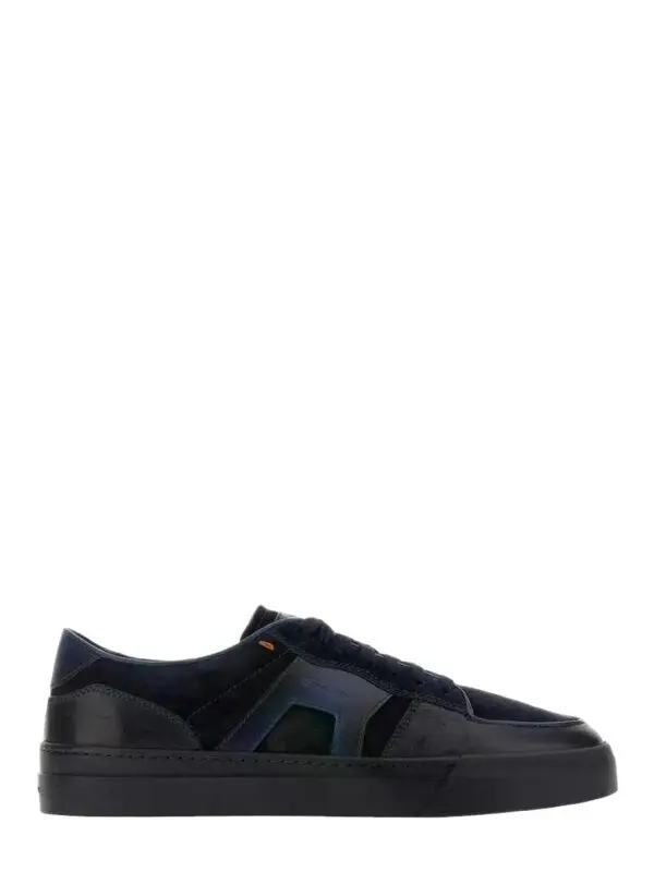 Santoni Leather Suede-panel Sneakers - Blue