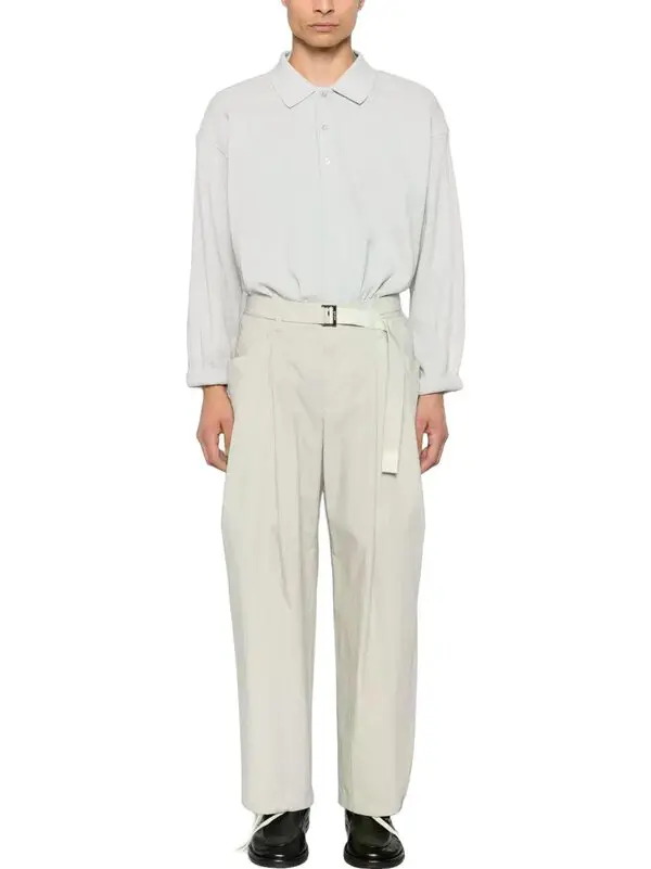 Sacai Belted Pleated Wide-leg Trousers - Neutrals