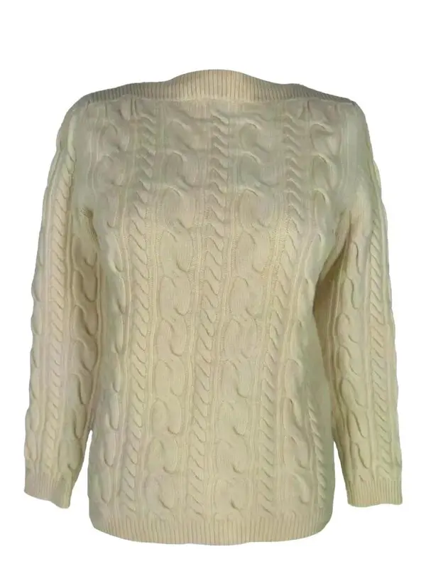 Max Mara Boat Neck Cable-knit Sweater - Neutrals