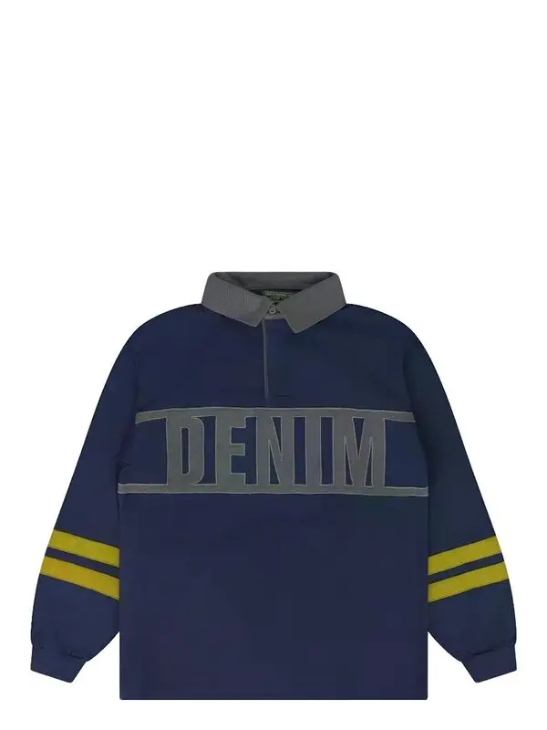 DENIM TEARS Logo-appliqué Polo Shirt - Blue