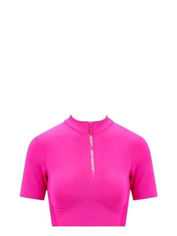 Off-White Zip Logo Cropped T-shirt - Pink