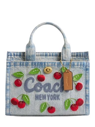 COACH Cargo Tote Bag 20 With Cherry Embroidery - Denim