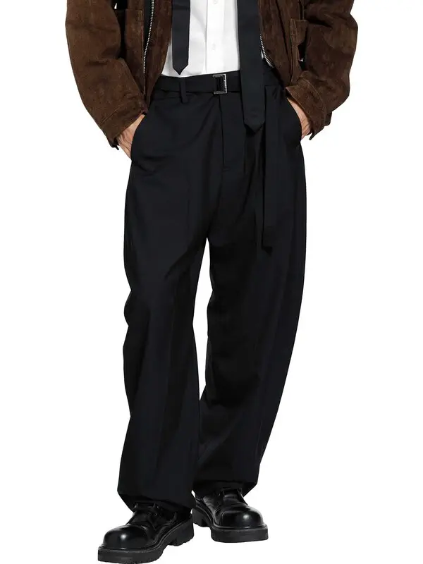 Sacai Wide Leg Tailored Trousers - Black