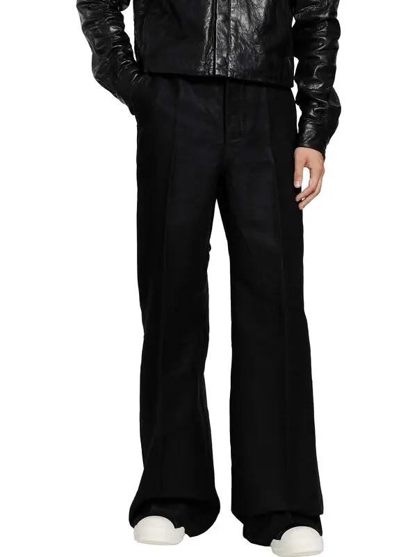 Rick Owens Tower Work Pants In Ramie Moleskin - Black