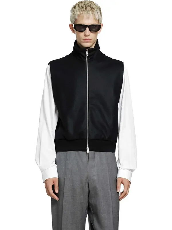 JIL SANDER Wool Melton Padded Vest - Blue