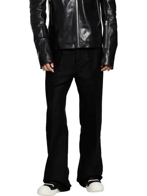 Rick Owens Tower Geth Jeans In Ramie Moleskin - Black
