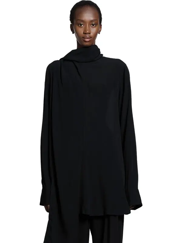 TOTEME Draped Scarf Blouse - Black