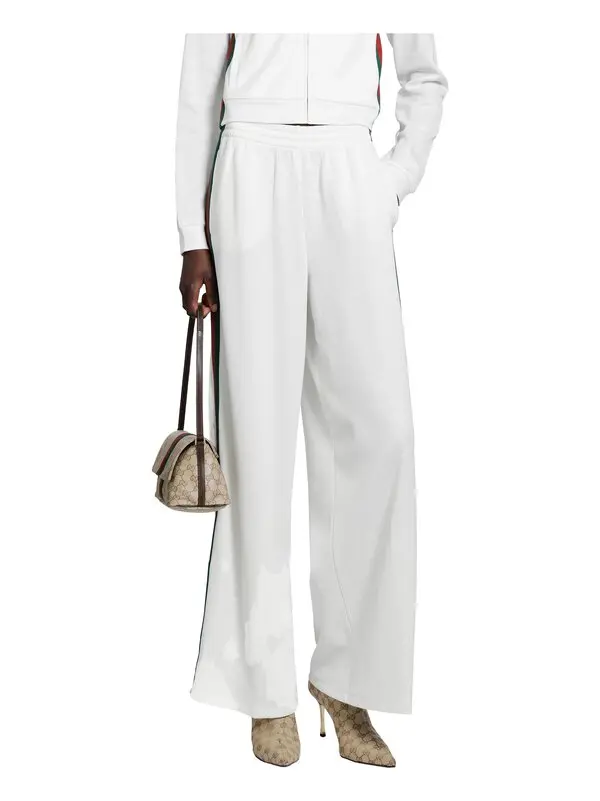 Gucci Cotton Rib Jersey Sweatpants With Web Stripes - White