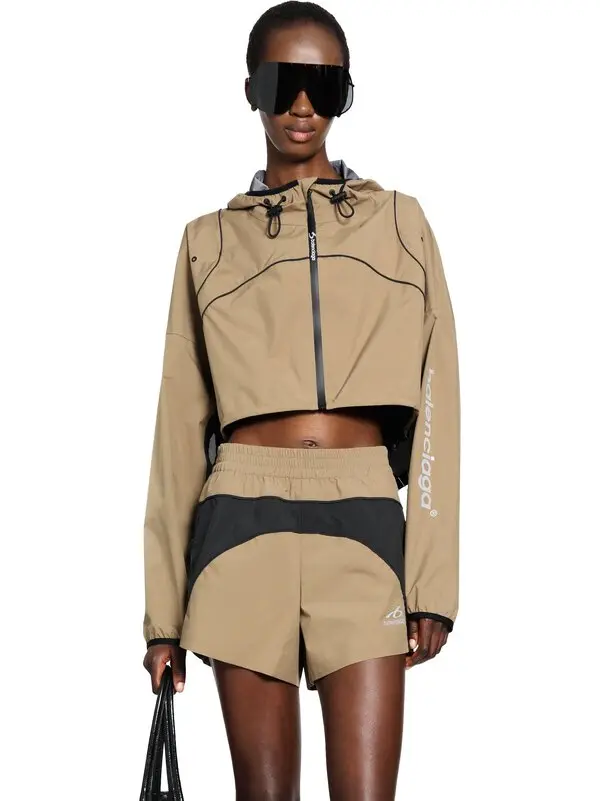 Balenciaga Cropped Asymmetrical Zip-up Windbreaker - Brown