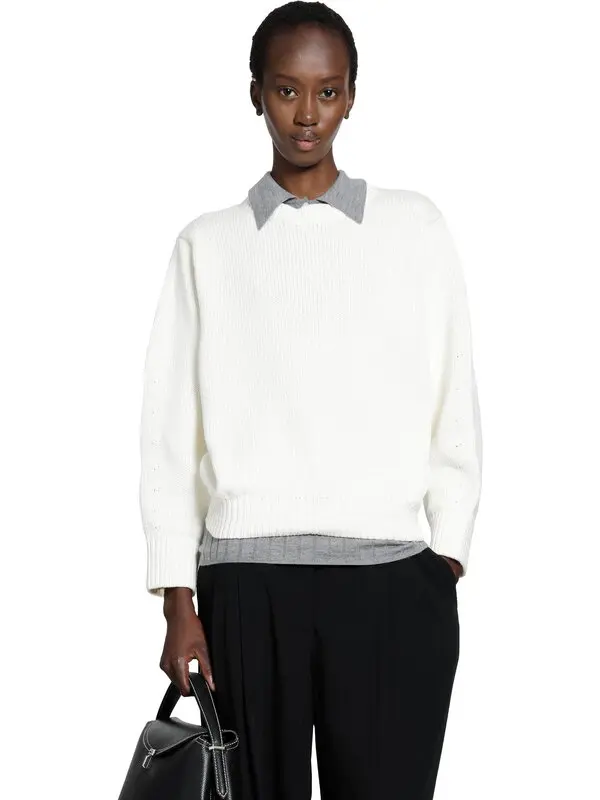 TOTEME Oversized Crew Knit In Macadamia - White