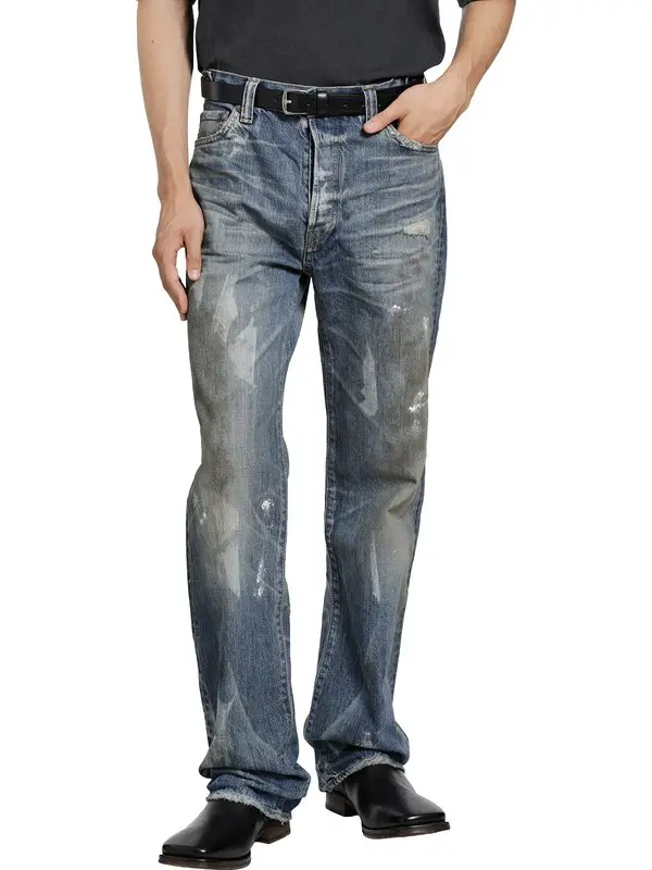Mastercraft Union Relaxed Gurisu Distressed Vintage Jeans - Blue