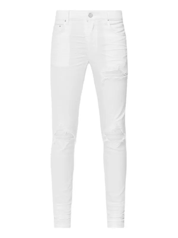 Amiri Belt-loop Jeans With Distressed Detailing - White