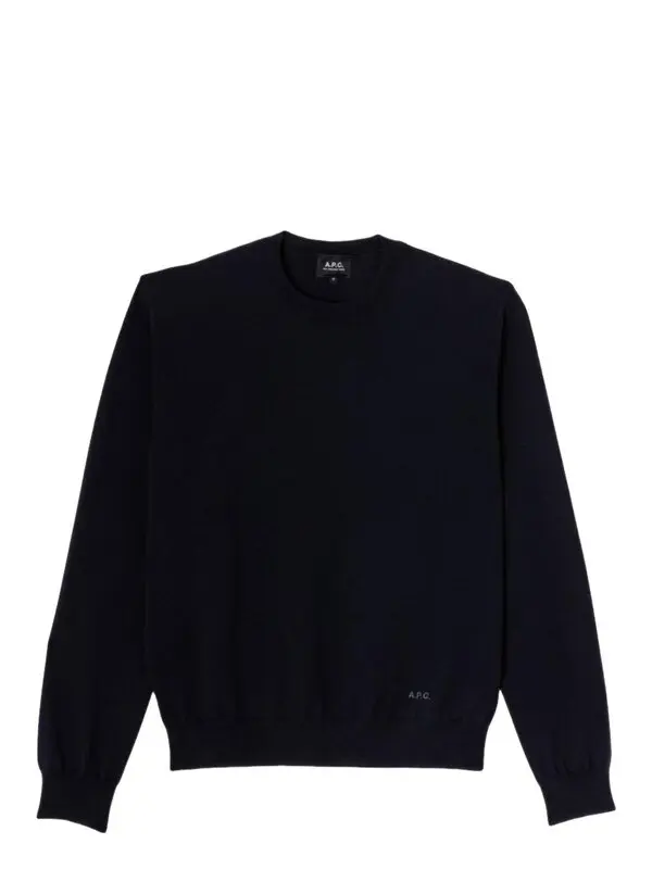 A.p.c. Mathieu Logo-embroidered Sweater - Deep Navy Blue