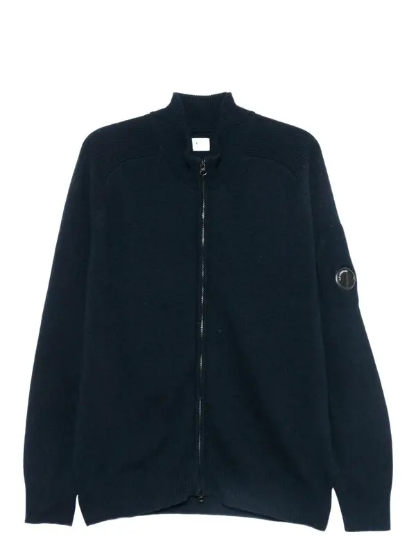 C.P. COMPANY Lens-detail Zip-up Cardigan - Navy Blue
