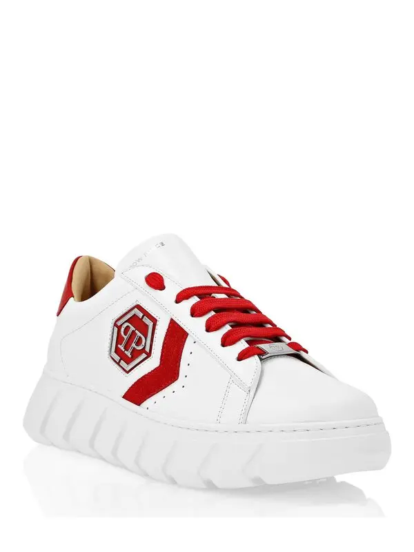 Philipp Plein Nappa Leather Hexagon Lo-top Sneakers - Red