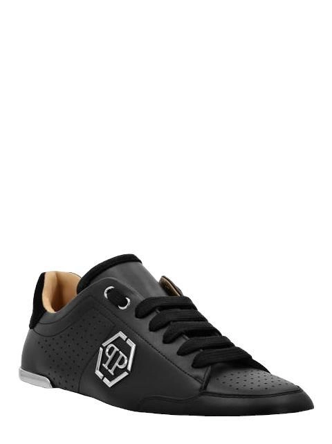 Philipp Plein Mix Leather Lo-top Sneakers - Black