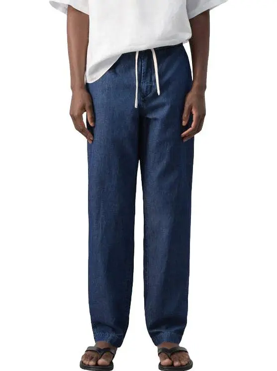 Mango Relaxed Fit Drawstring Waist Jeans - Dark Blue